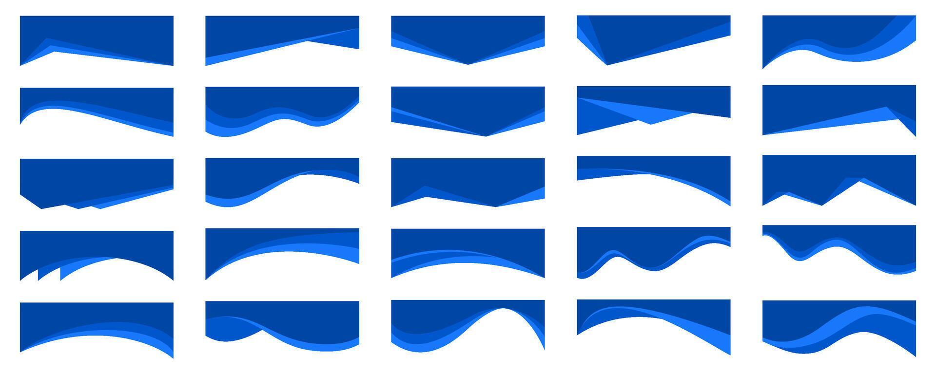 Header shape background for website design. Blue border for banner. Abstract divider for bottom ...