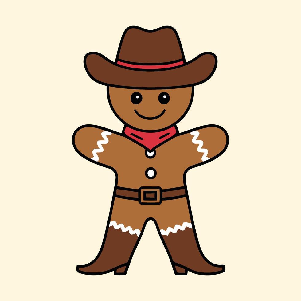 Cowboy Gingerbread Man Cookie in Western Outfit Illustration 50437870 ...
