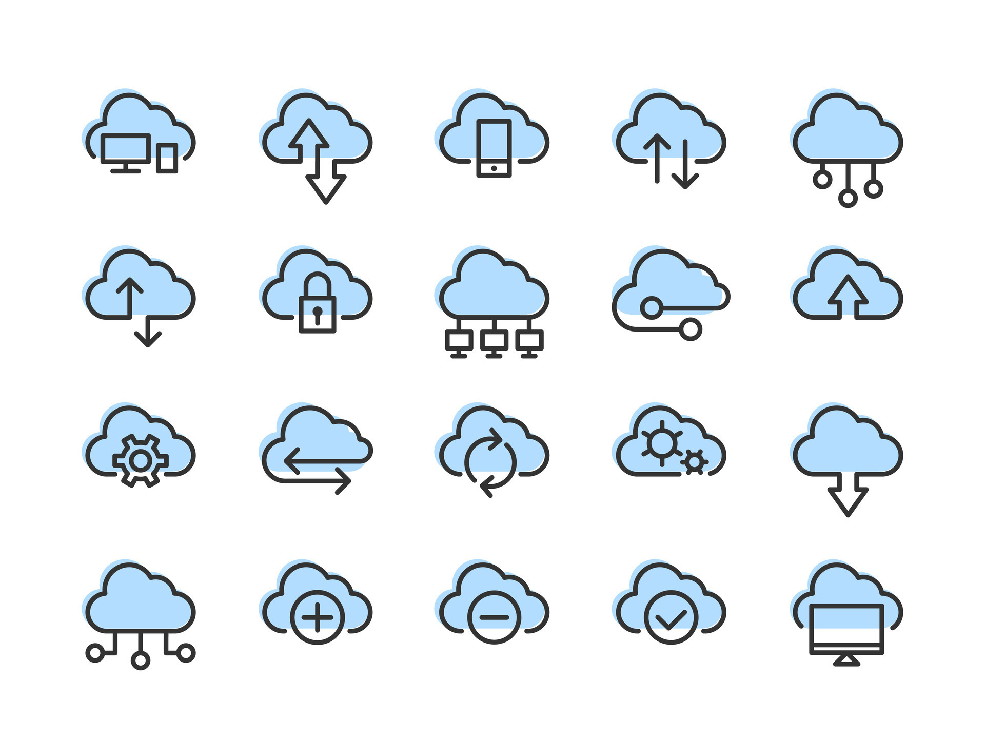 Set Of Technology Icon Cloud Computing Connection Big Data Global