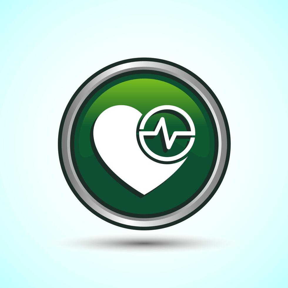 Heartbeat pulse Icon Design Illustration, Icon For Web and mobile application, Green Round ...