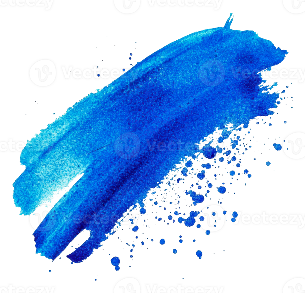 Vibrant blue paint brush stroke isolated on white, cut out - stock ...