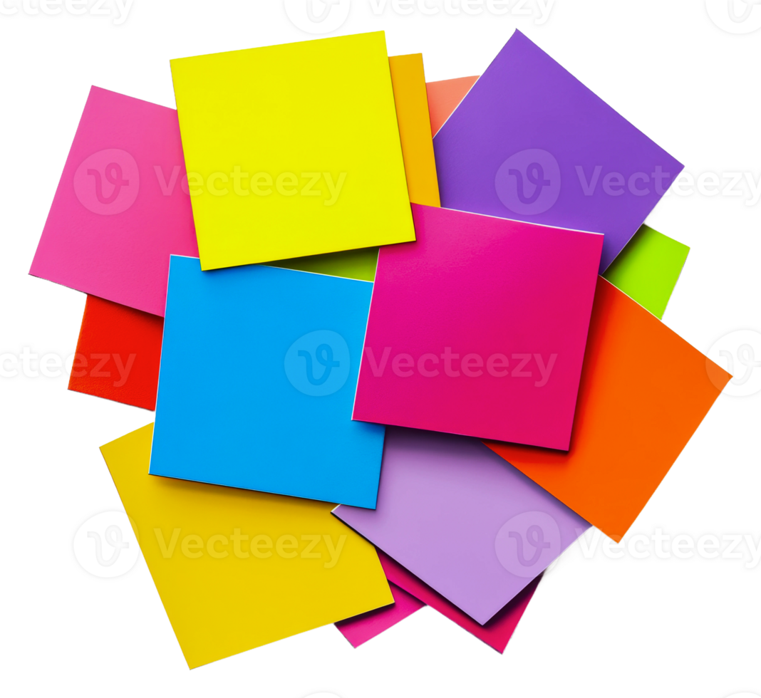 Colorful sticky notes arranged in a vibrant pile, cut out - stock ... Colorful sticky notes arranged in a vibrant pile, cut out - stock ...