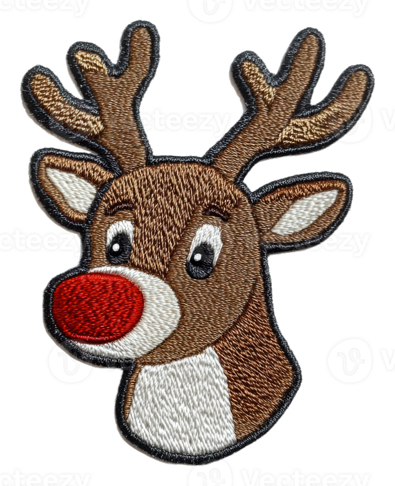 Cute reindeer head patch with red nose for crafts, cut out - stock ...