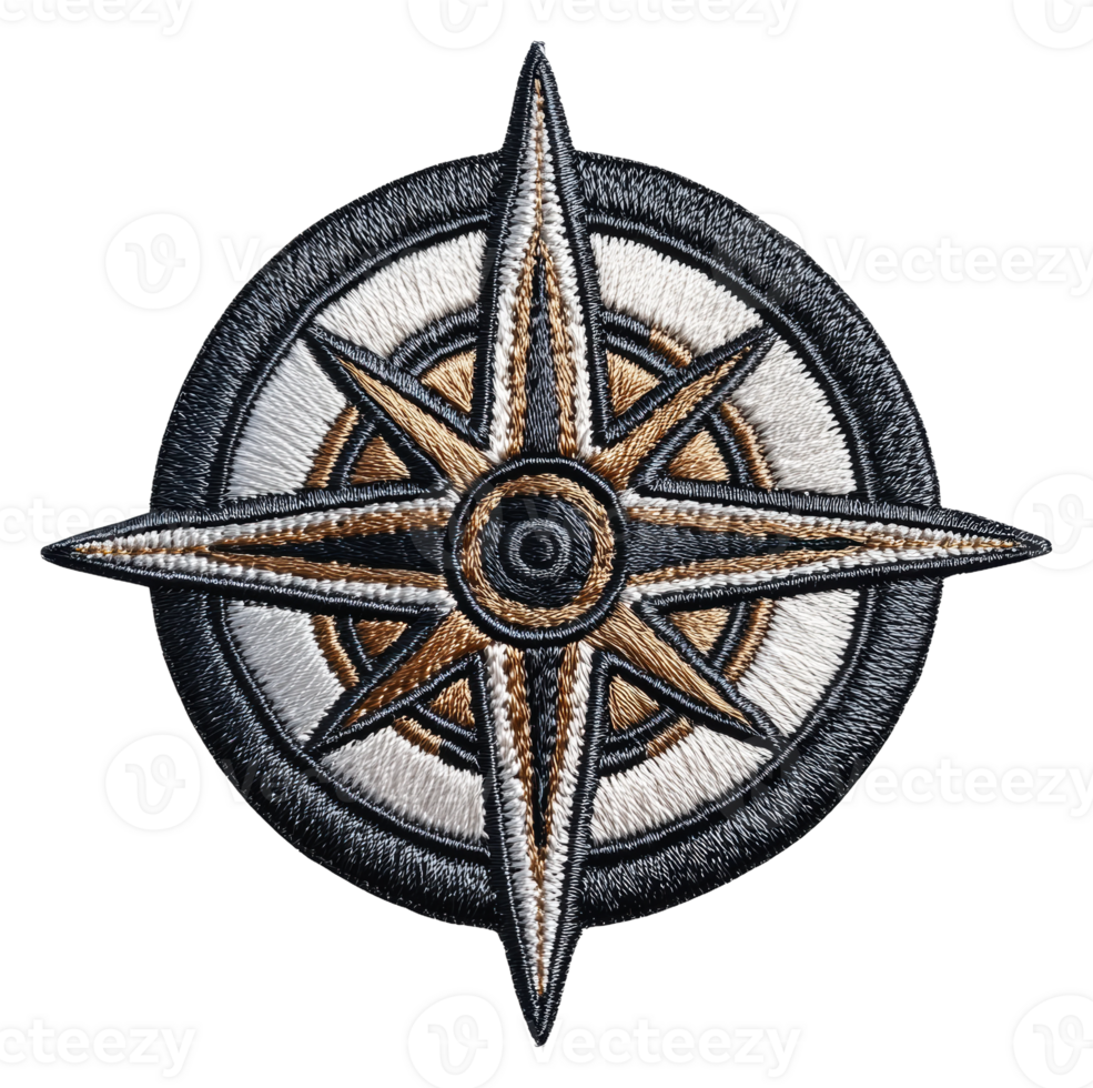 Detailed Compass Rose Embroidery Design On Fabric Cut Out Stock 50482540 Png
