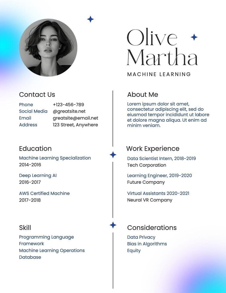 Machine Learning Resume 50485156 Template