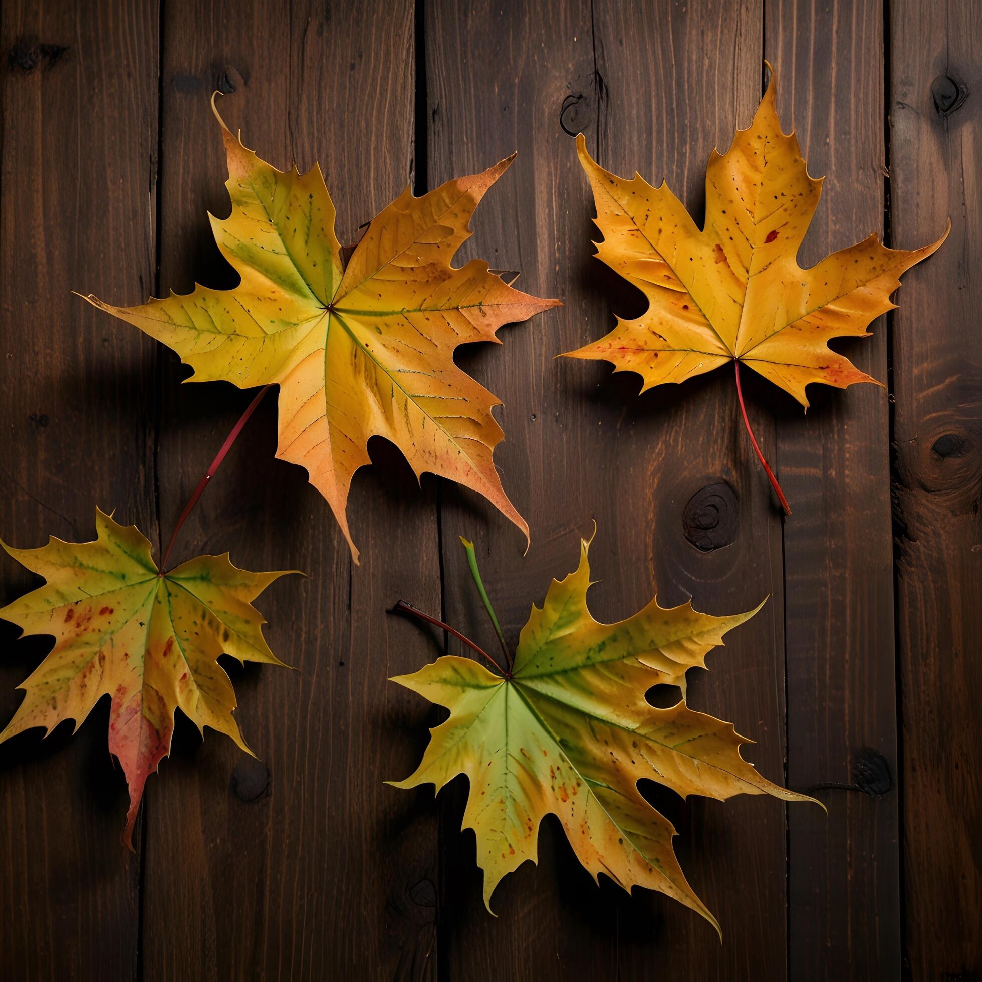 Colorful Autumn Fall Maple Leaves wood background 50485819 Stock Photo ...