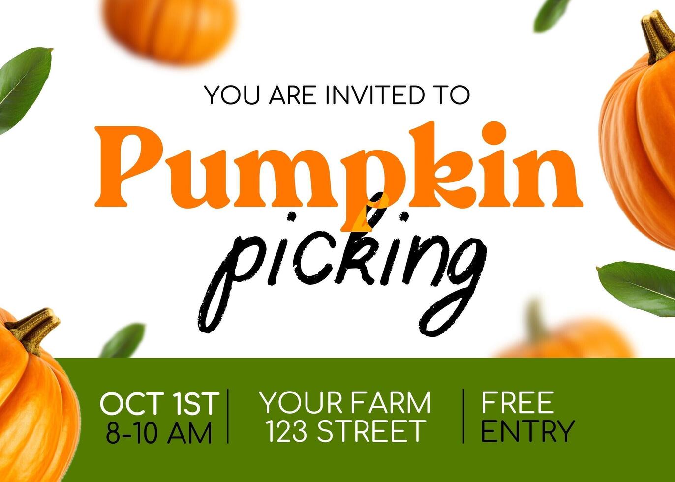 Realistic Pumpkin Modern for Pumpkin Picking Event Template Design ...