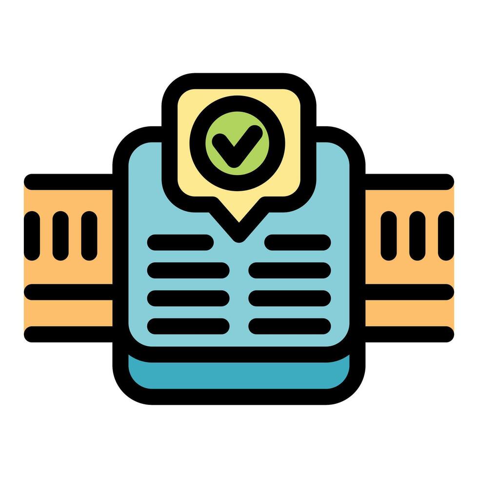 Fitness tracker showing workout approving check mark icon vector ... Fitness tracker showing workout approving check mark icon vector ...