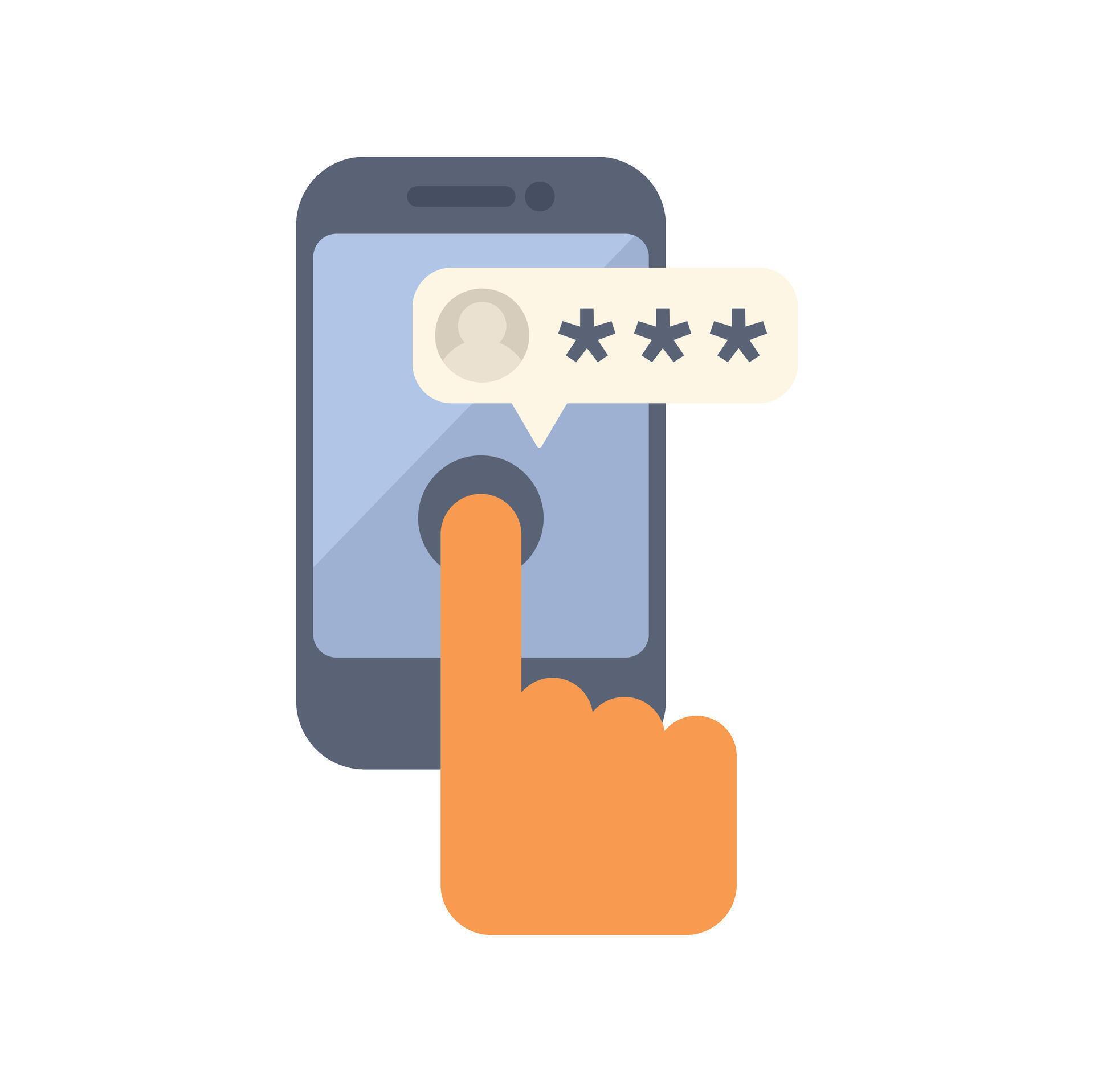 Hand tapping smartphone screen entering password secure login 50489871 ...