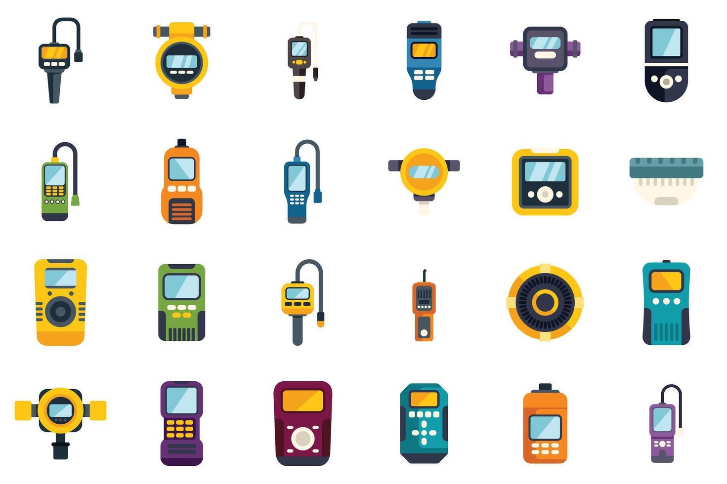 Set of different sensor icons showing various measuring equipment ...