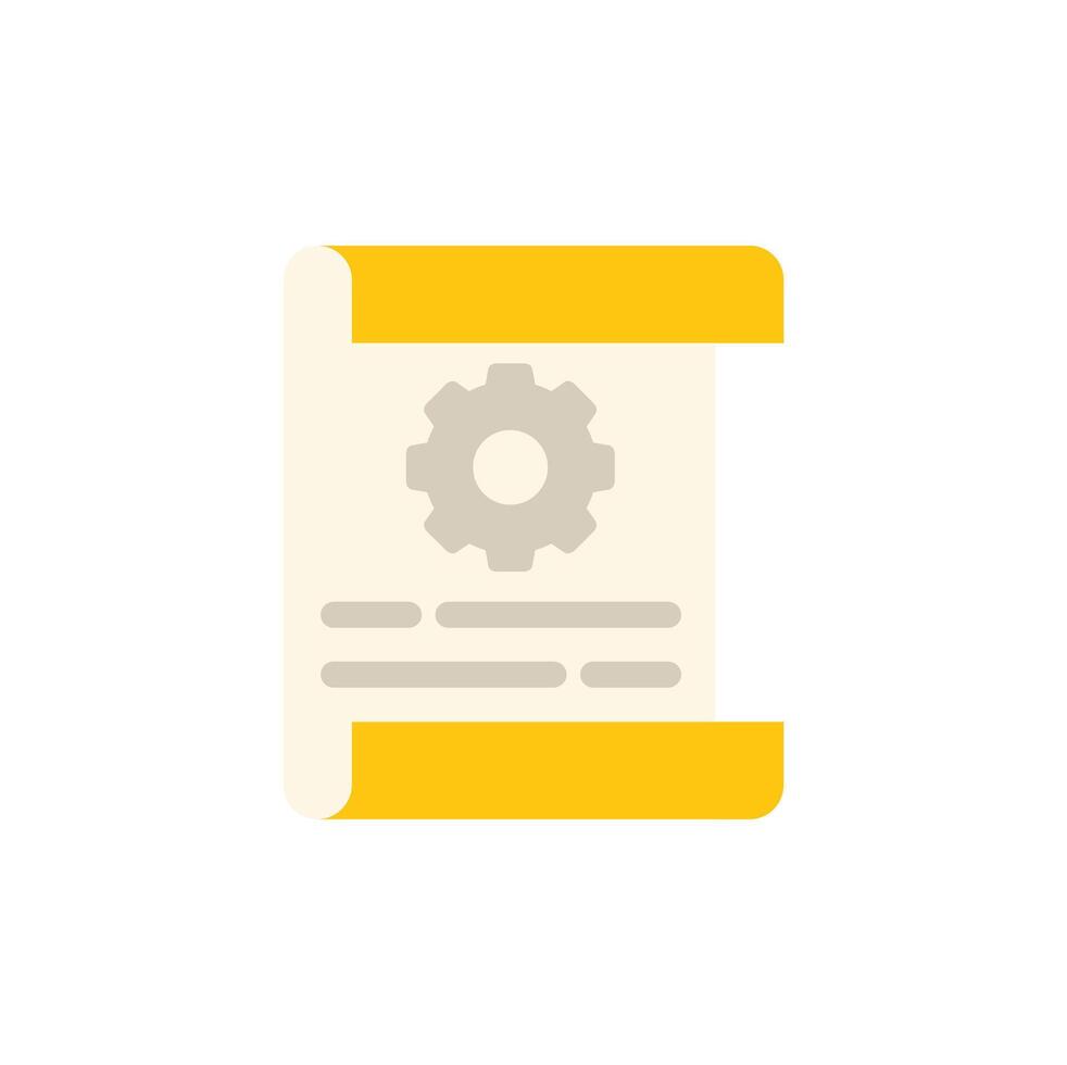 Yellow technical document with cogwheel icon showing engineering project 50492000 Vector Art at ...