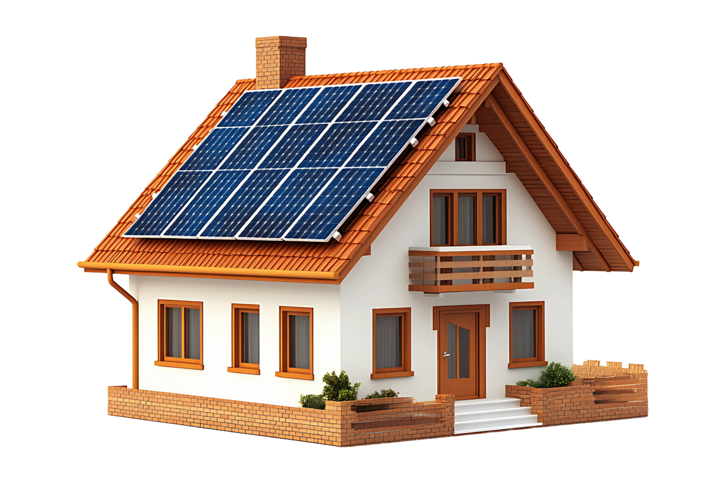 Family house model with solar panels on the roof isolated on transparent background. 50493194 PNG