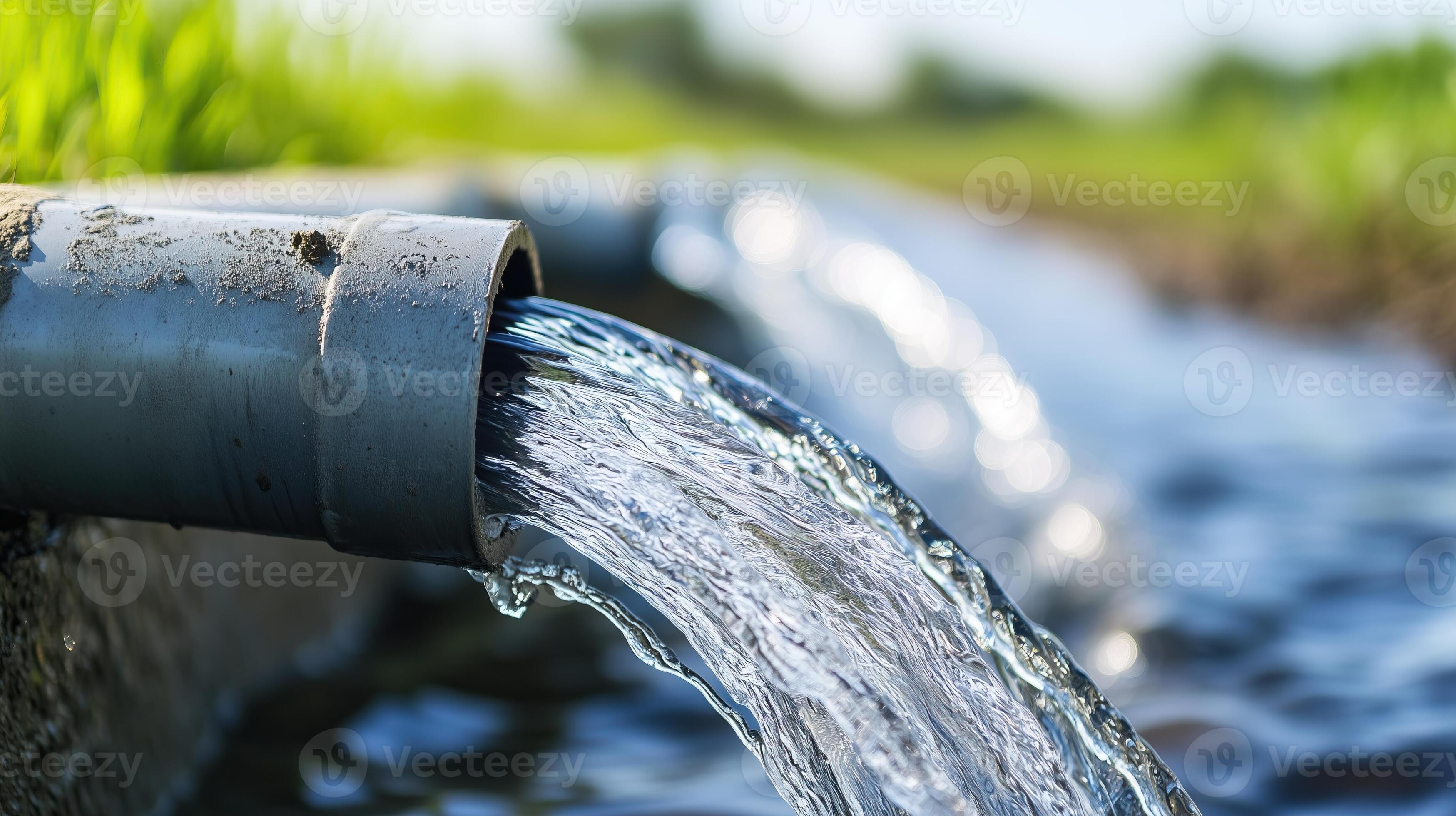 Water pipe in water field, discharge. Clear Water flowing from a pipe 50495334 Stock Photo at ...