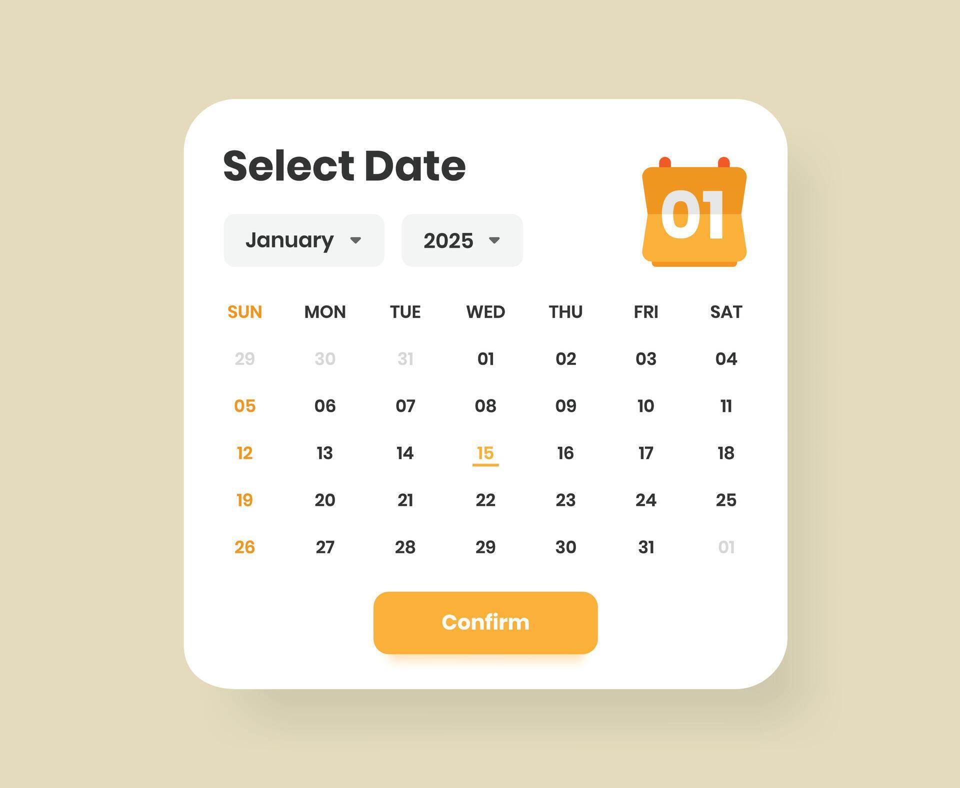 Date picker minimalist calendar popup ui template design for mobile and web interface 50514952 ...