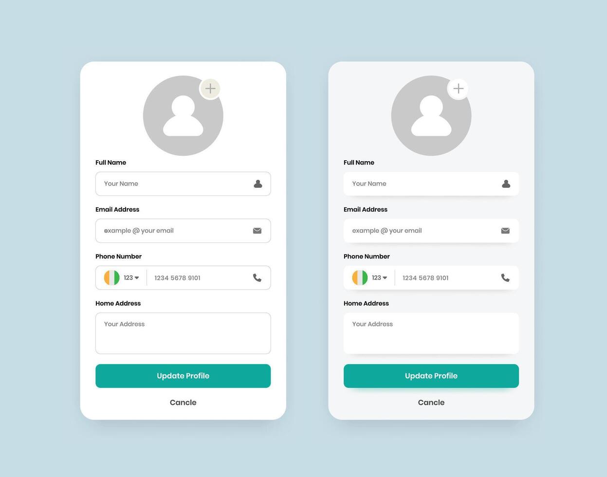 User information or profile update form ui design with two variations ...