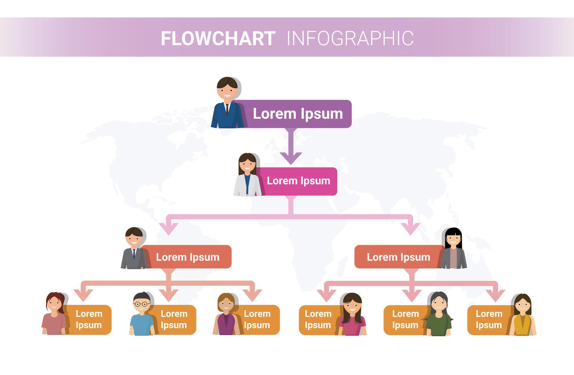 Flowchart, tree diagram or workflow chart with arrow-like elements ...