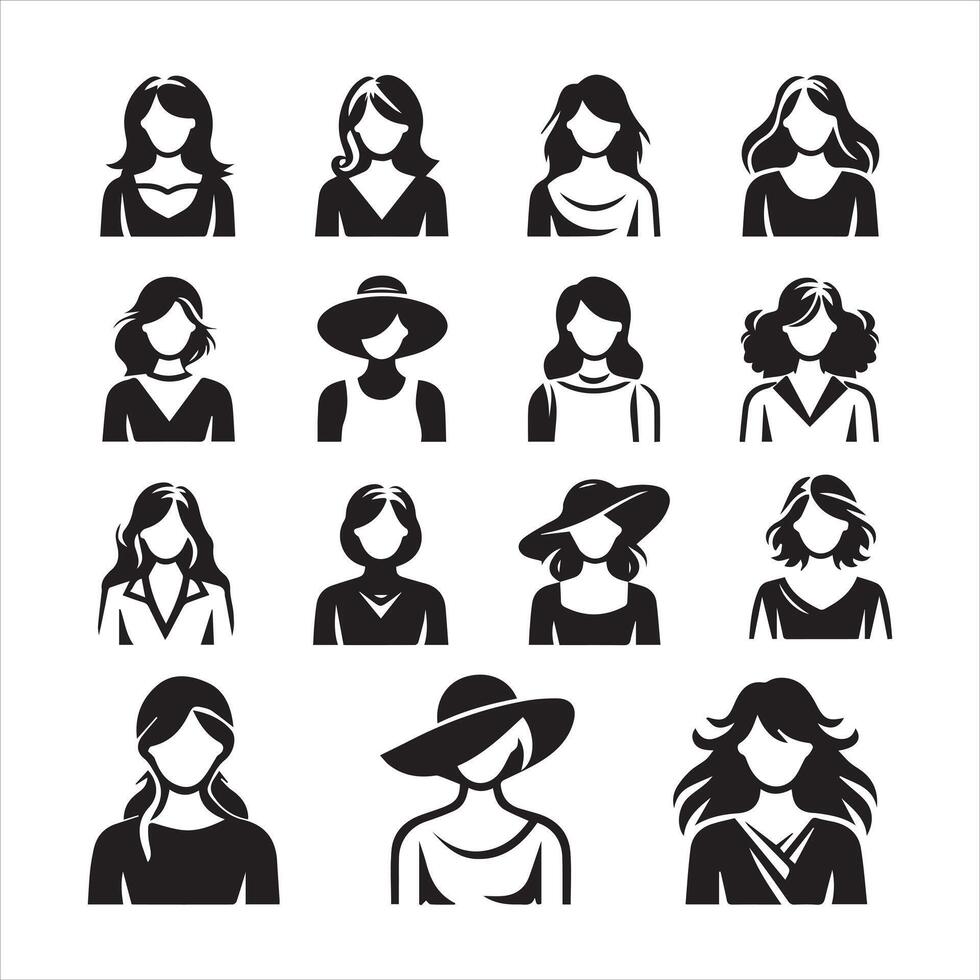 minimalis black woman icon pack 50520319 Vector Art at Vecteezy