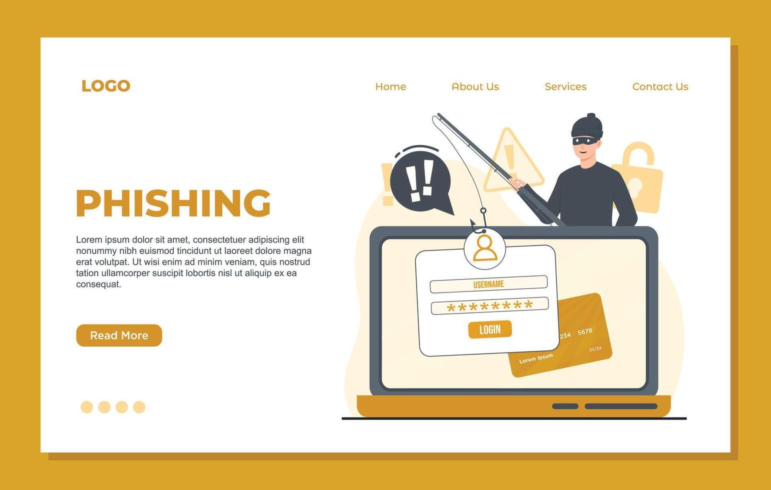 Phishing Account Landing Pate Template Illustration Cyber Crime