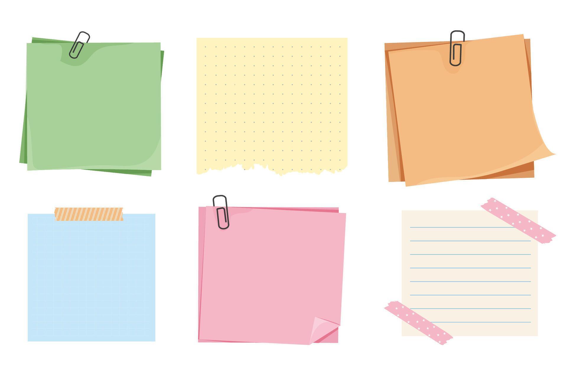 Memo notes, paper for note with clip, postit. Planner notebook page ...
