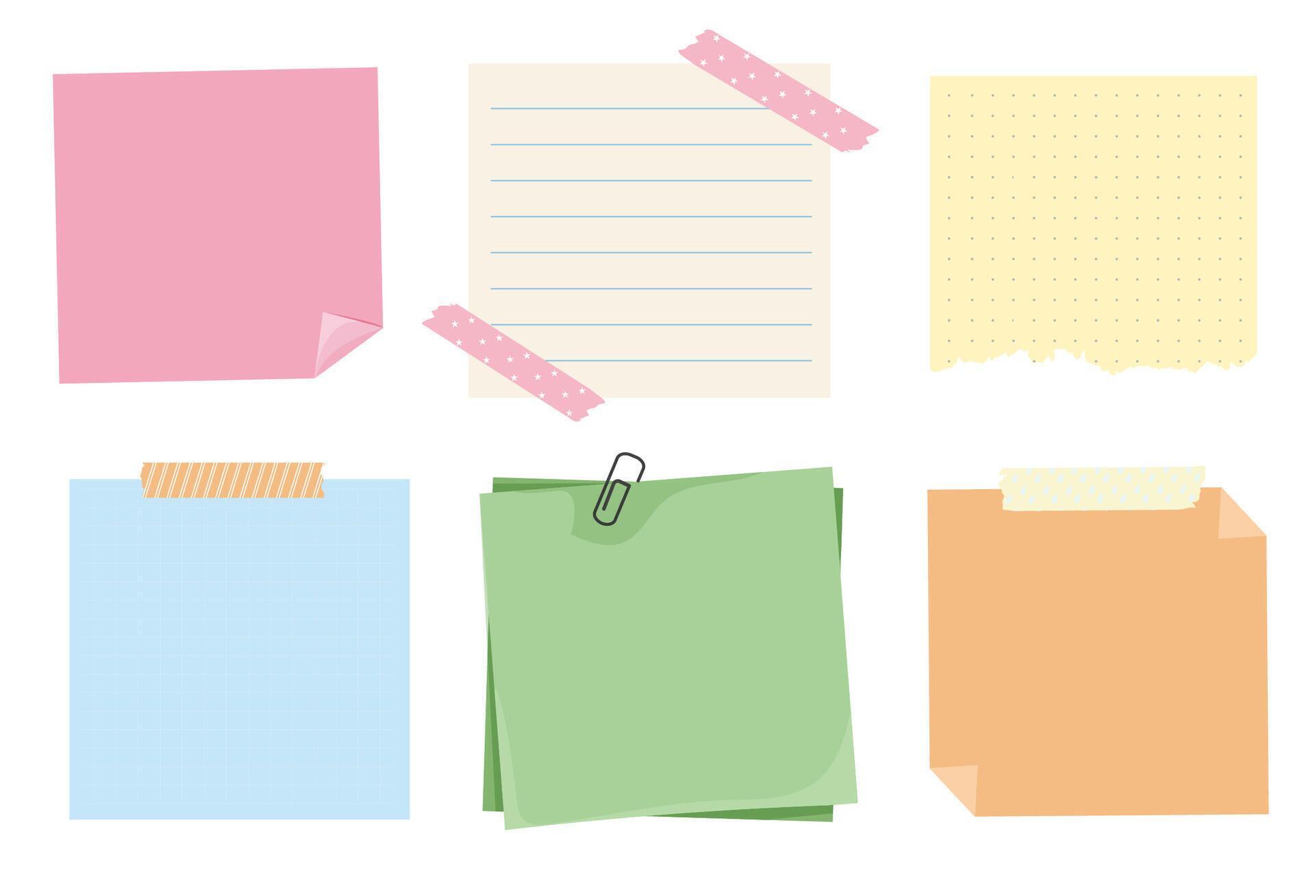 Memo notes, paper for note with clip, postit. Planner notebook page ...