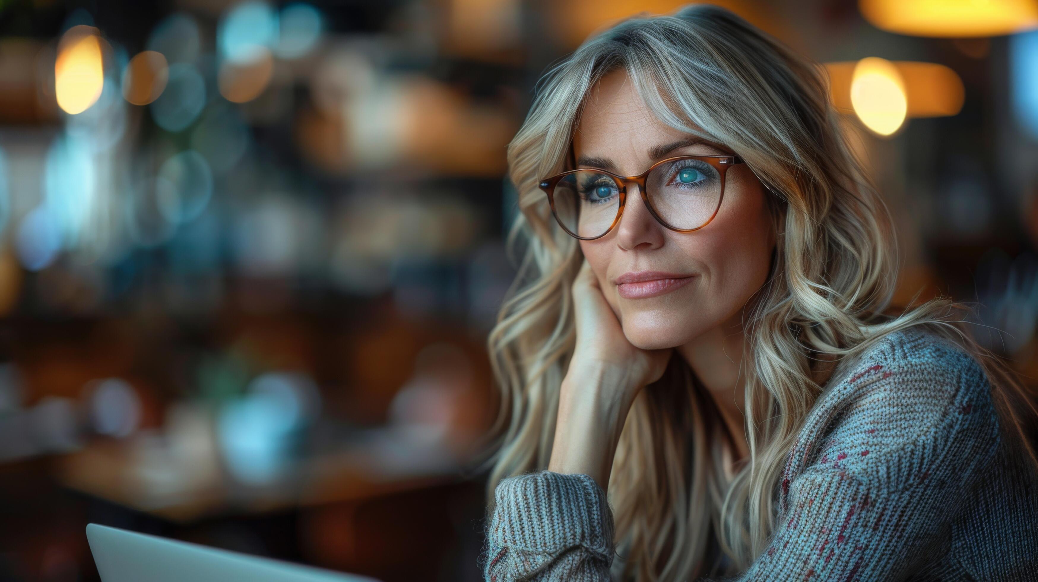 vWorried fatigued mature business woman wearing glasses having headache ...