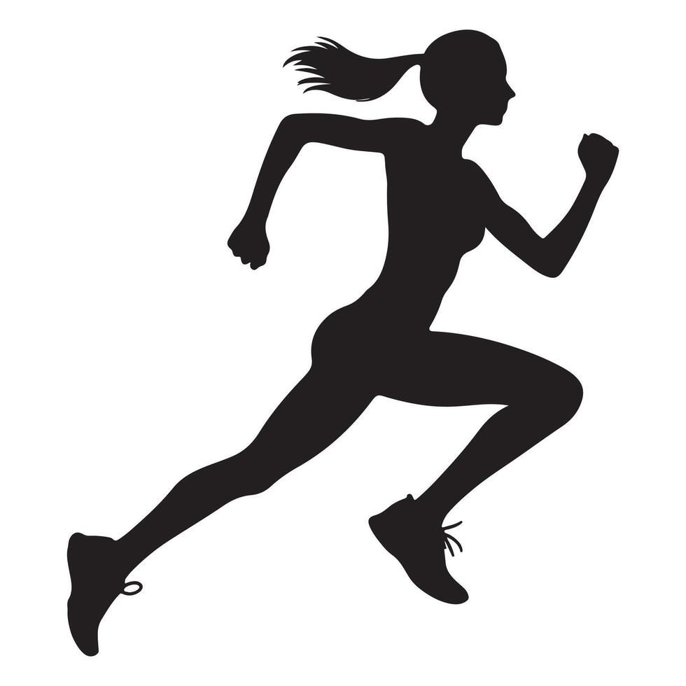 Running women silhouette in white background 50527169 Vector Art at ...