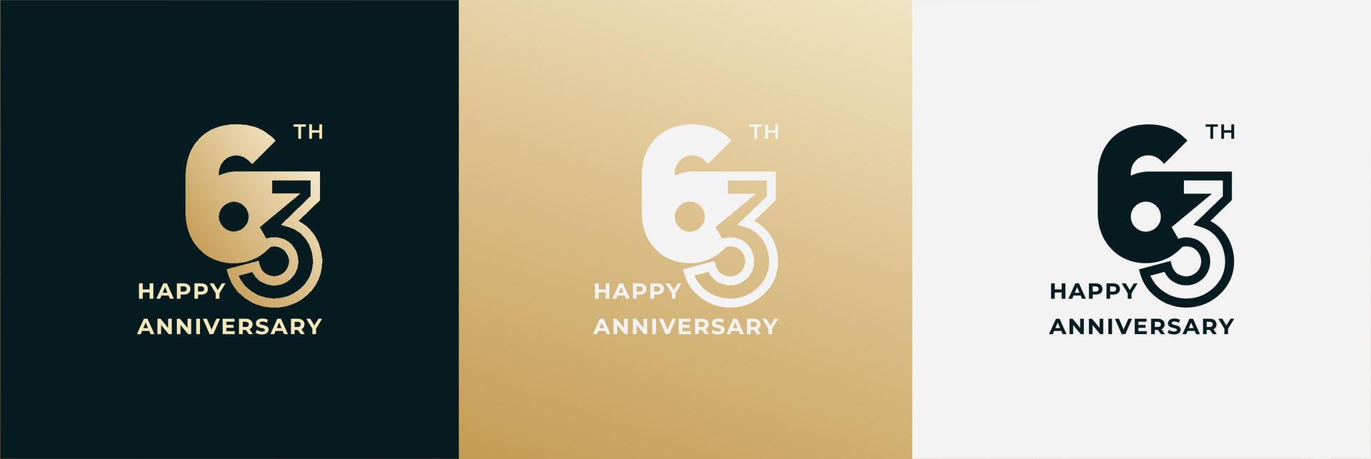 Logo 63th, 63 years anniversary, Creative design template for celebration, birthday and ...