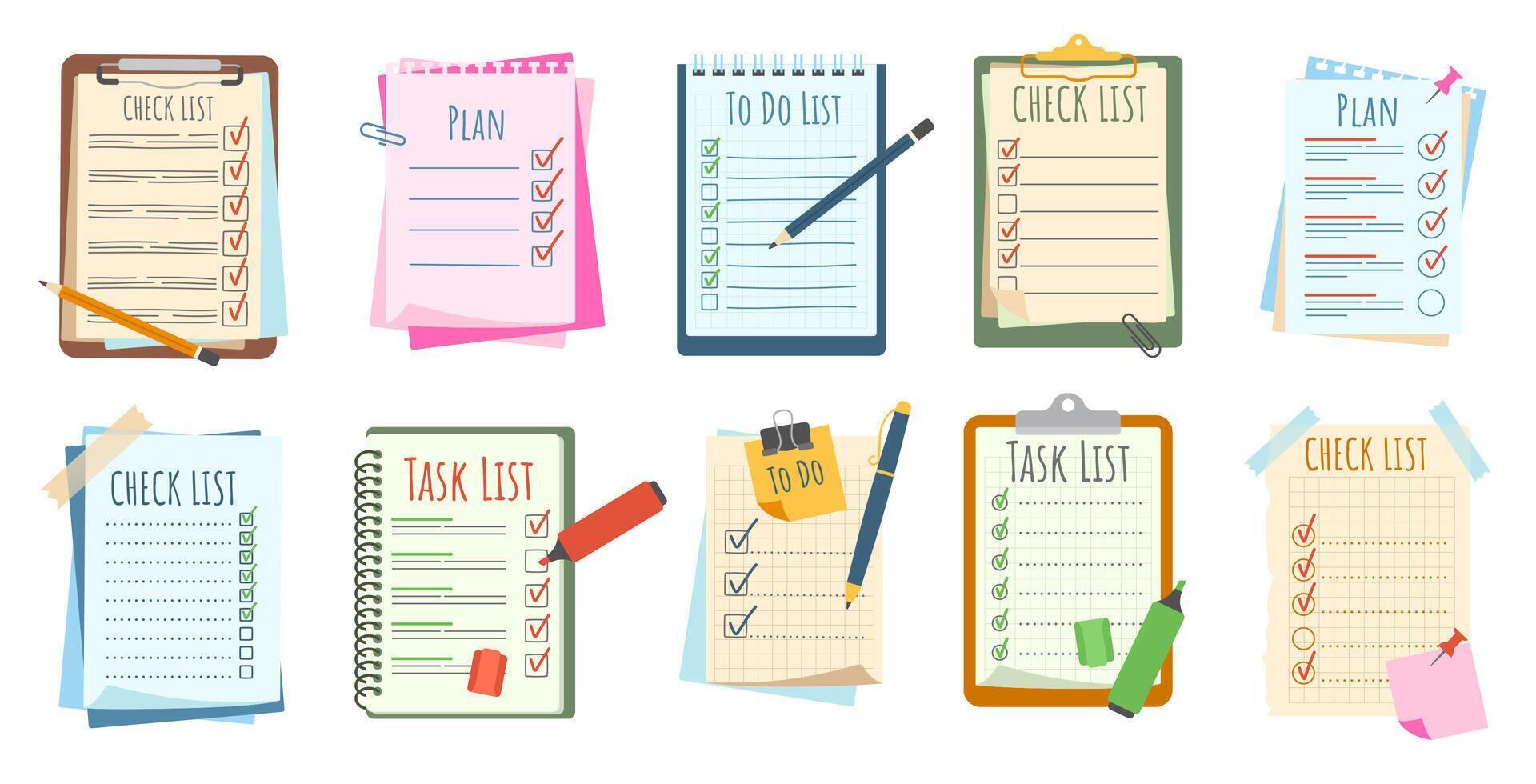 Paper checklists. To do lists, planning sheets and task management ...