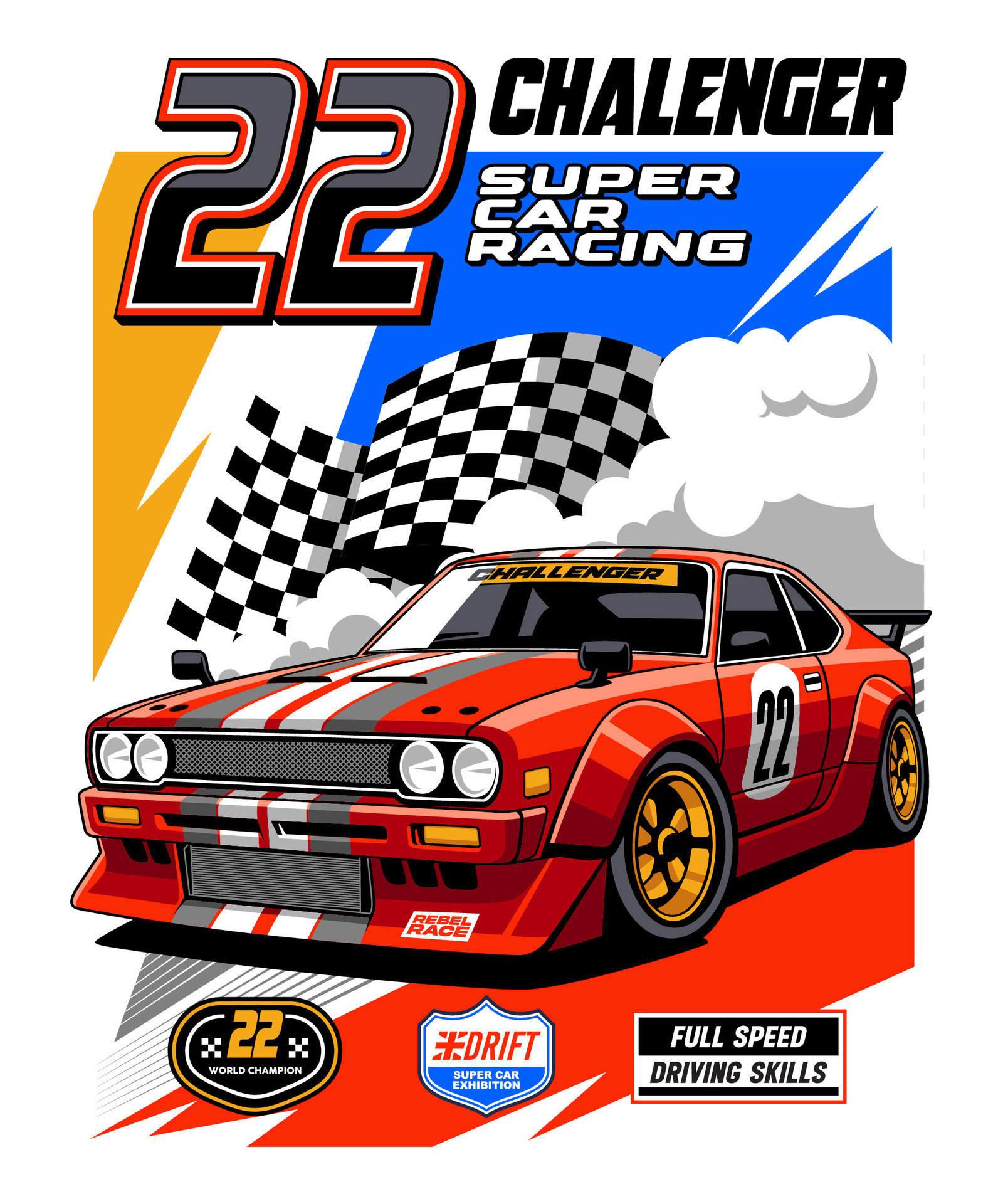Chalenger Super Car Racing Illustration Design 50546359 Vector Art at Vecteezy