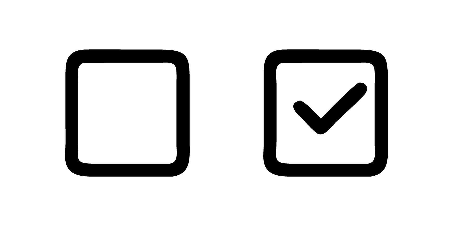 Checkbox set with blank and checked checkbox line art icon for apps and ...