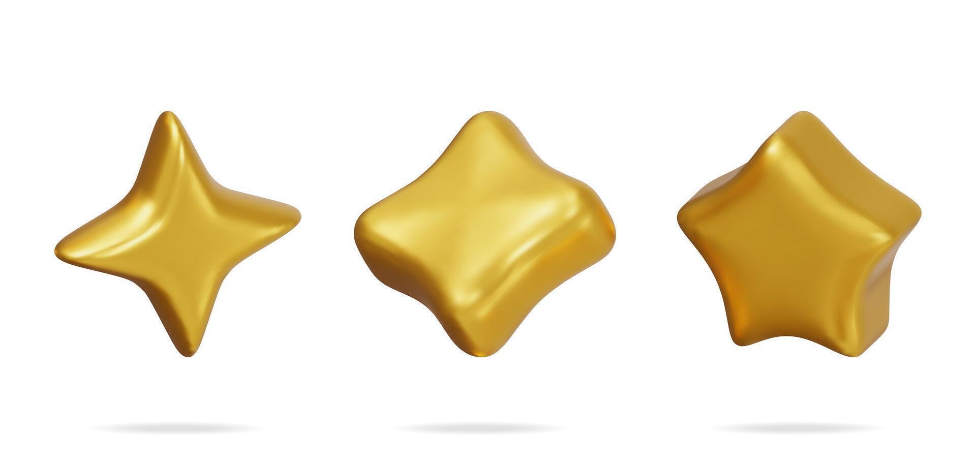 3D glossy yellow star in different shapes isolated. Reviews round star 50551112 Vector Art at ...