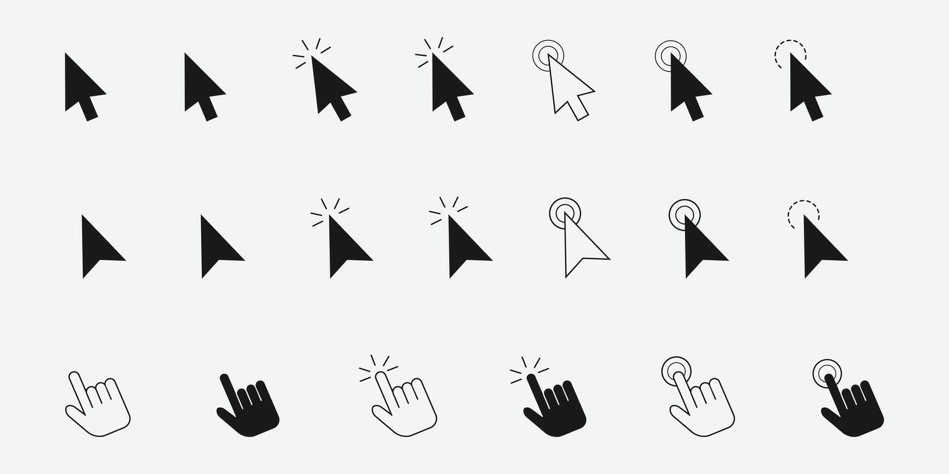 Computer Mouse Click Cursor Gray Arrow Icons Set And Loading Icons Cursor Icon Click Icon Set