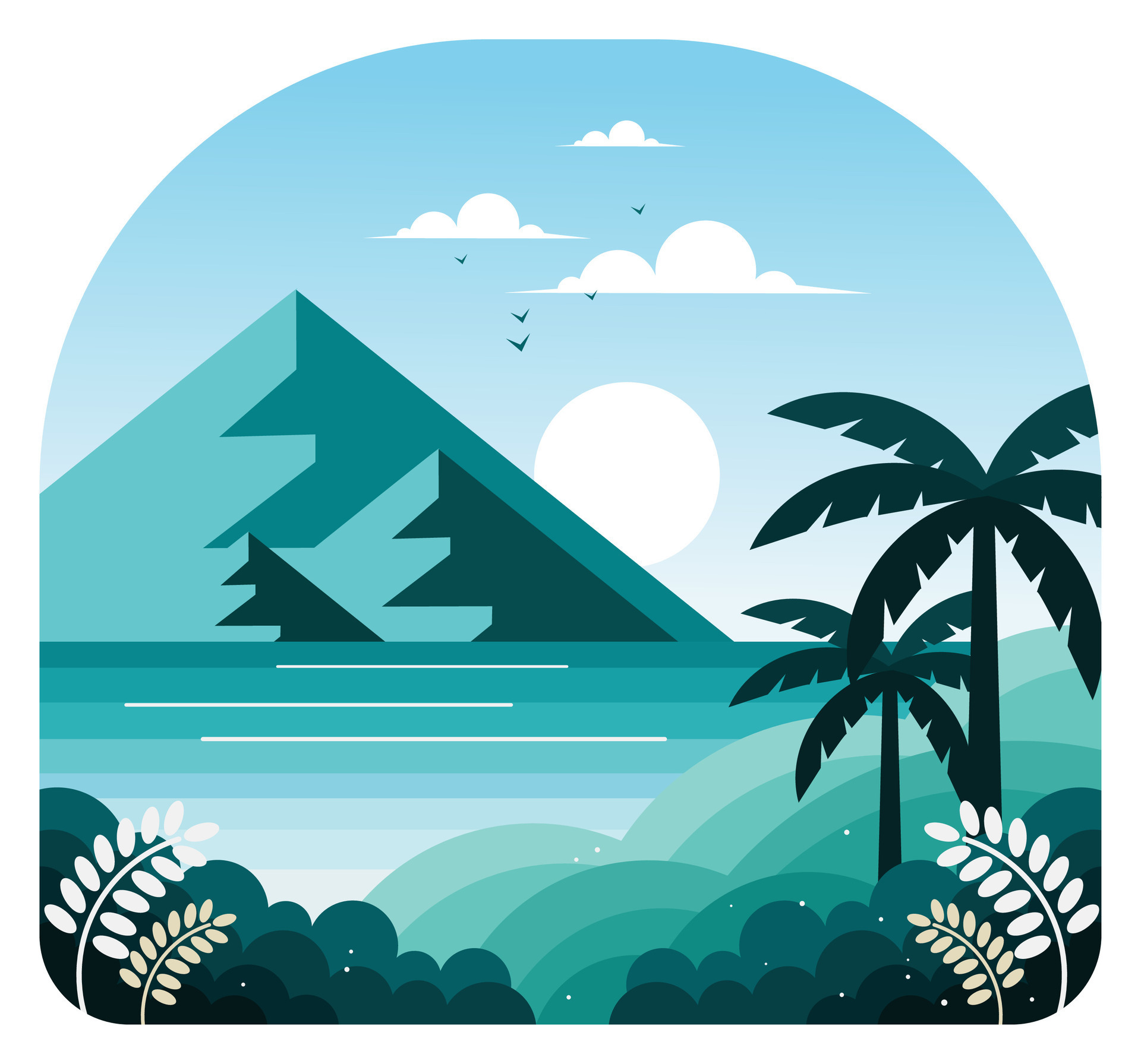 Sea landscape and tropical beach 50562219 Vector Art at Vecteezy