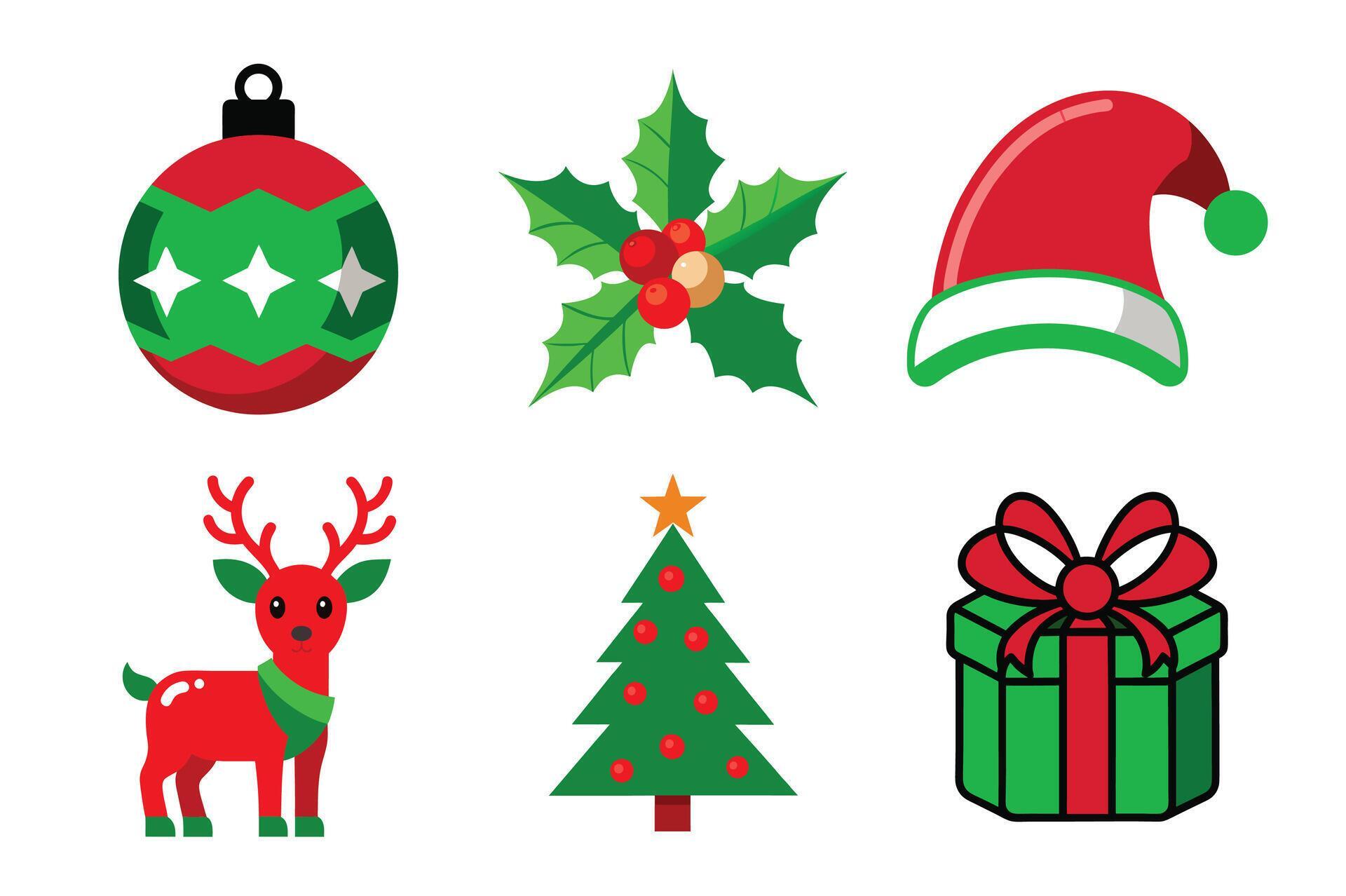 merry christmas flat style icons set 50569872 Vector Art at Vecteezy