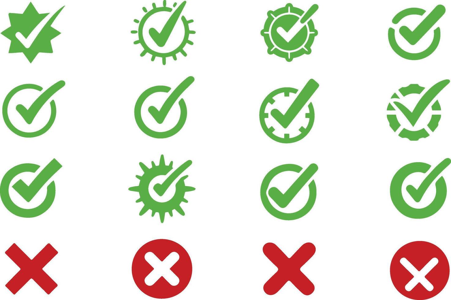 Set of Green Check and Red Cross Mark Icons on Isolated Background for Simple Visuals 50576544 ...