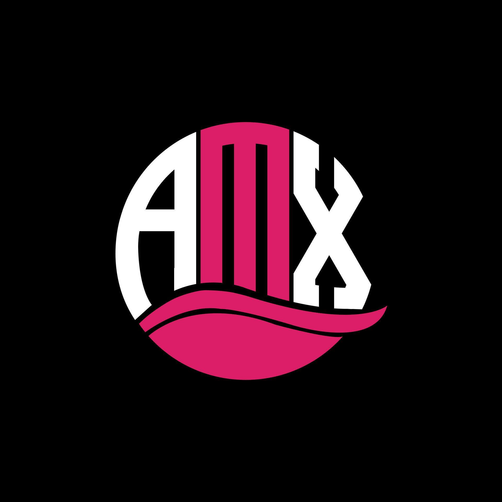 AMX logo monogram isolated on circle element design template, AMX letter logo design on black ...