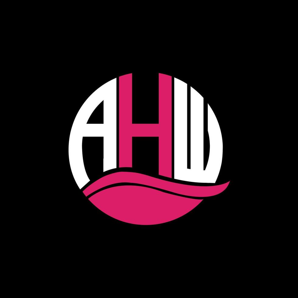 ahw logo monograma aislado en circulo elemento diseño plantilla, ahw letra logo diseño en negro ...