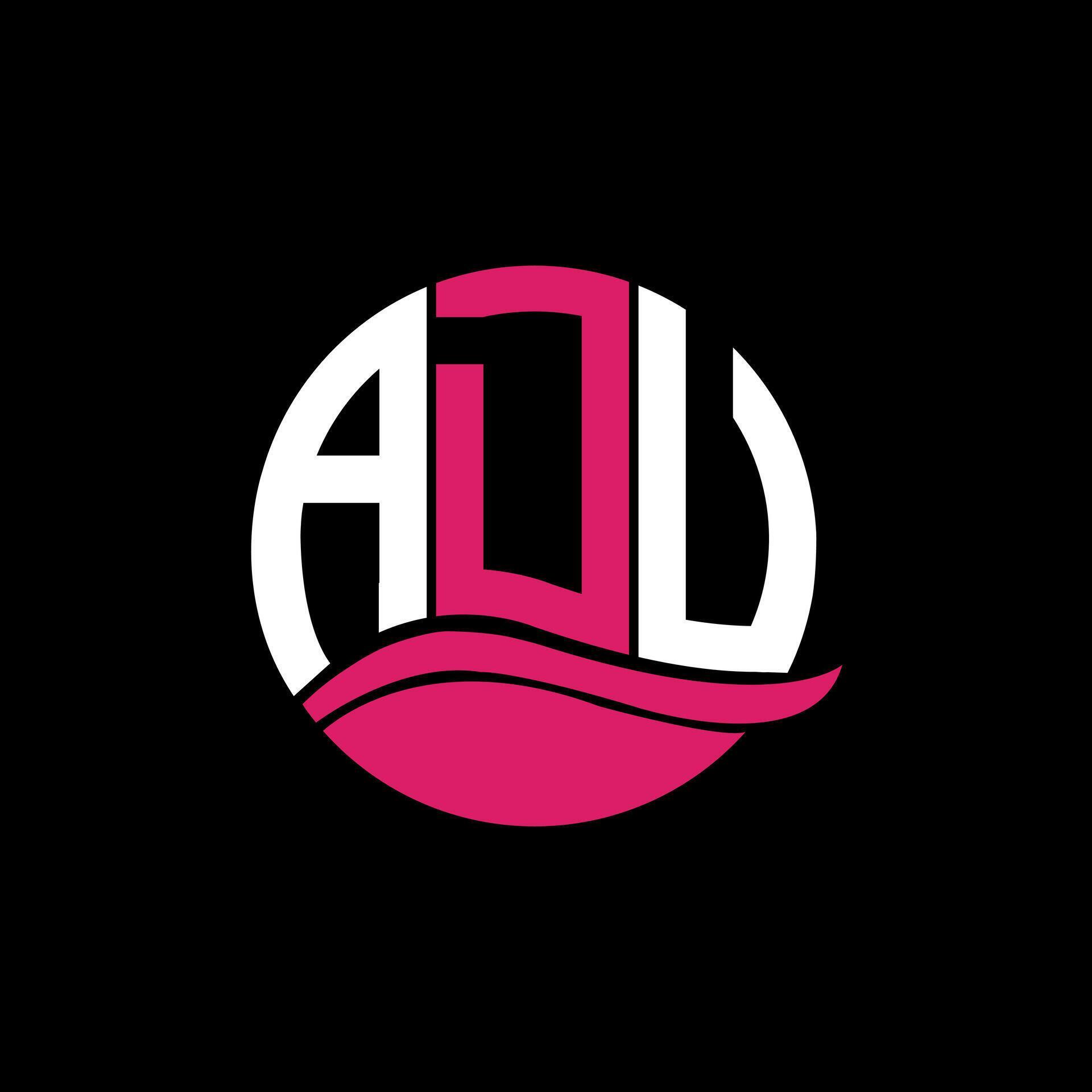 ADU logo monogram isolated on circle element design template, ADU letter logo design on black ...