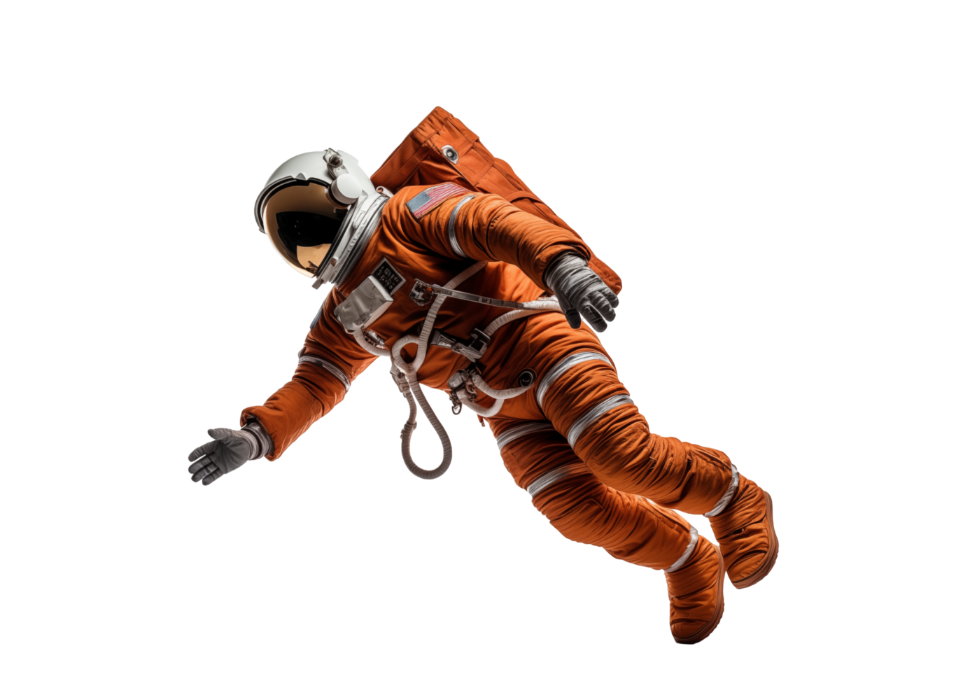 Astronaut In Orange Spacesuit Floating In Zero Gravity In Outer Space 50591330 Png