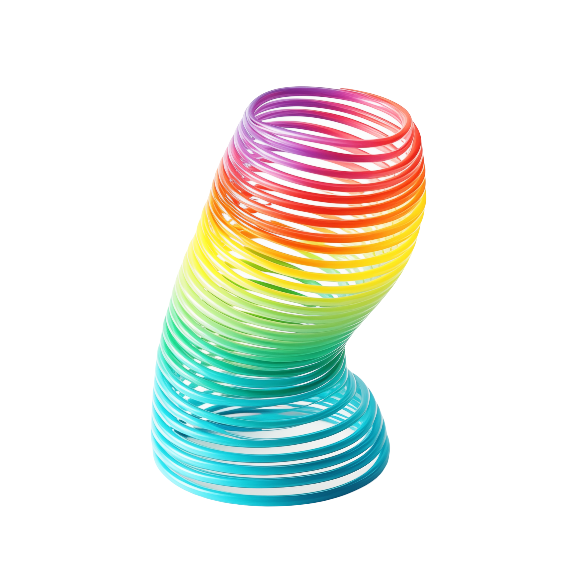 Rainbow Colored Slinky Toy In Motion On Transparent Background 50591334 PNG
