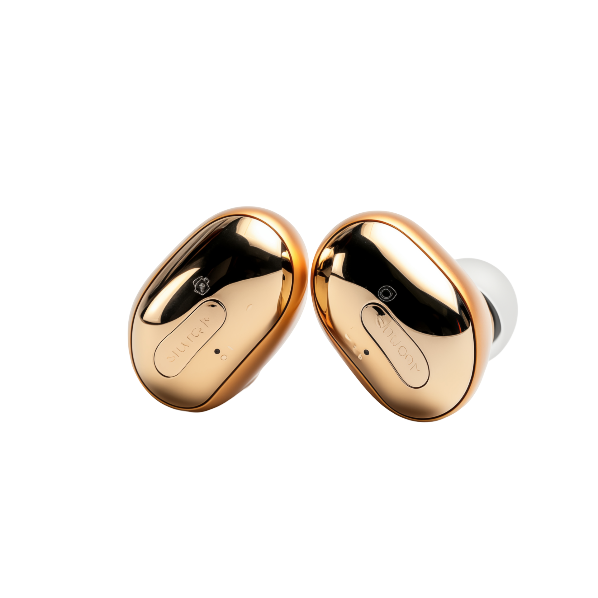 Golden Wireless Earbuds With Charging Case Isolated On Transparent ...