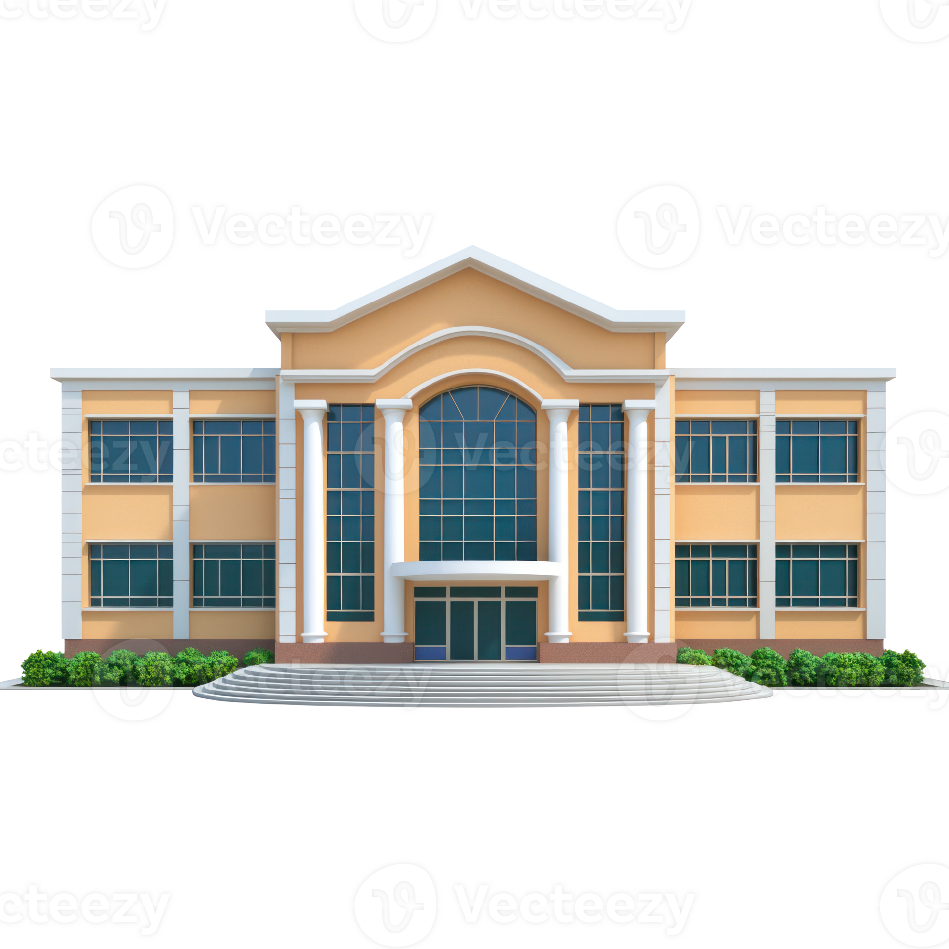 3D School building front view isolate on transparency background ... 3D School building front view isolate on transparency background ...