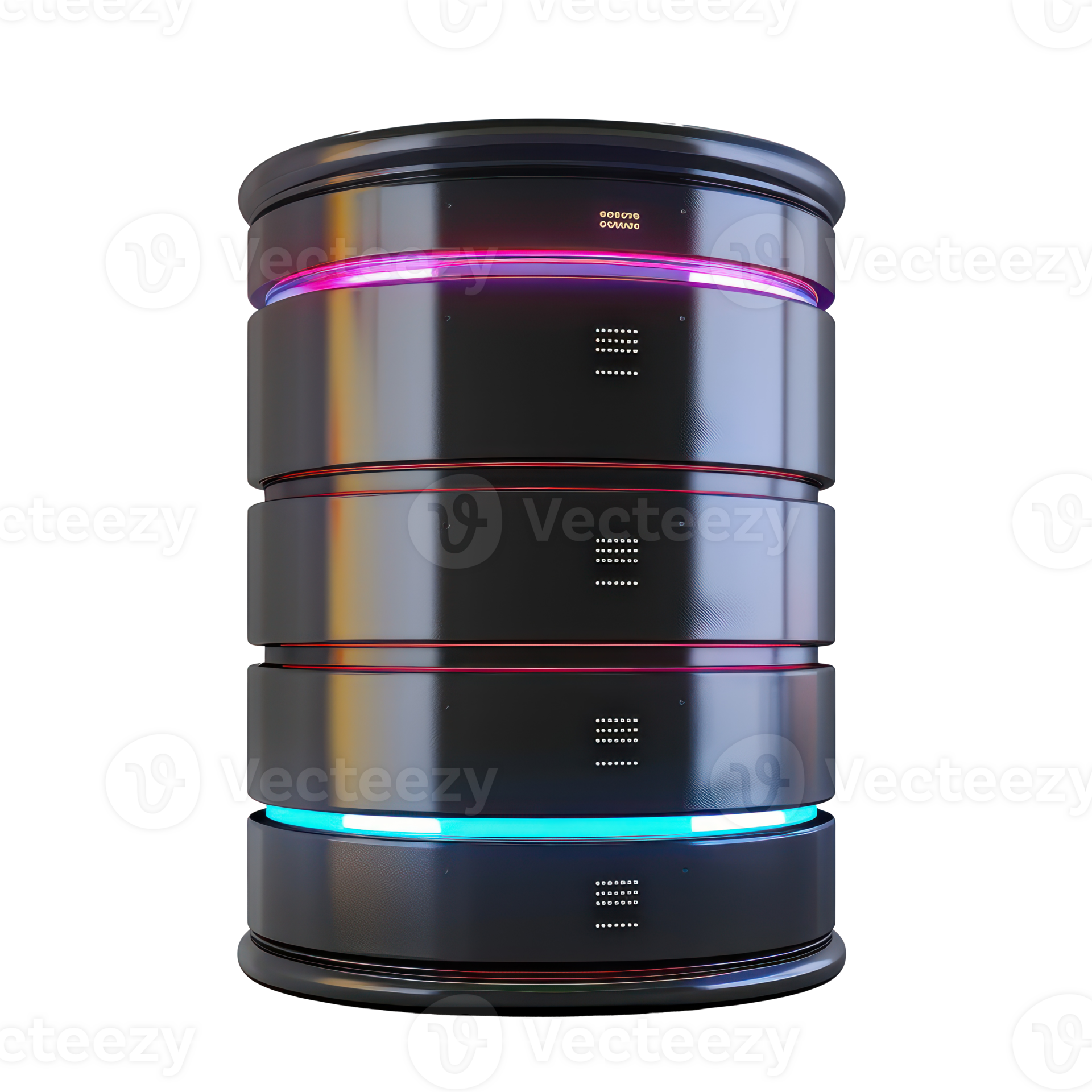 modern Database and hard disk storage, 3d render front view isolate on ...