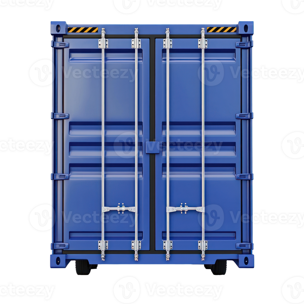 3d Logistic Container Rear View Isolate On Transparency Background