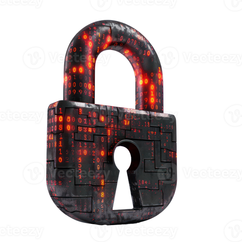 Modern Digital Lock Big data with encrypted computer code isolate on transparency background ...