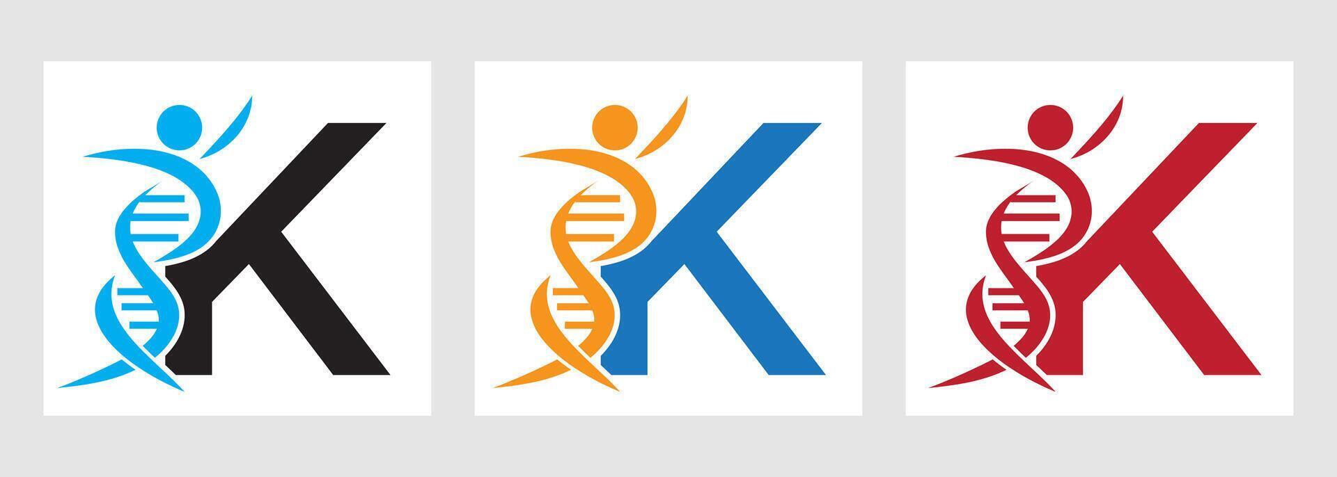 Letter K DNA Logo With Human Symbol. DNA Cell Icon. Health Care Sign 50596710 Vector Art at Vecteezy