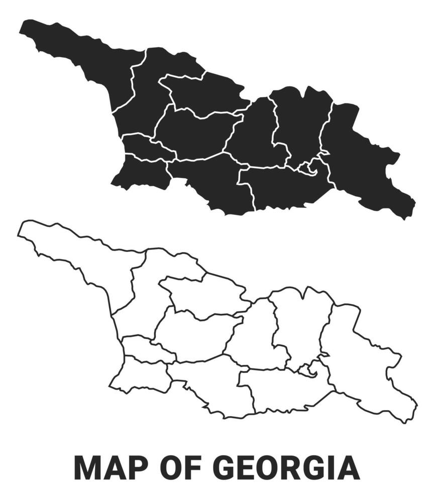 Black Map Of Georgia Country With Borders Of Regions 50602266 Vector Art At Vecteezy
