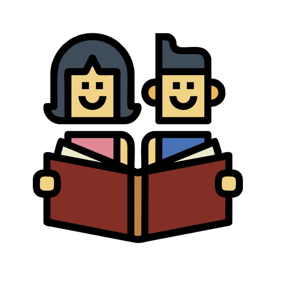 un dibujos animados Pareja leyendo un libro 50603529 Vector en Vecteezy