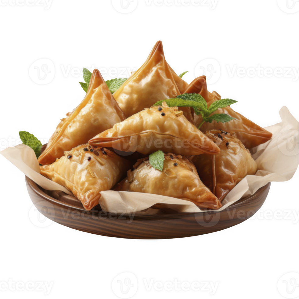 samosa in plate on transparent background 50609650 PNG