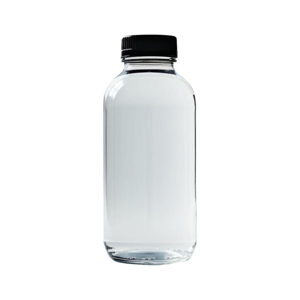 Clear Glass Water Bottle With Black Lid 50610042 Png